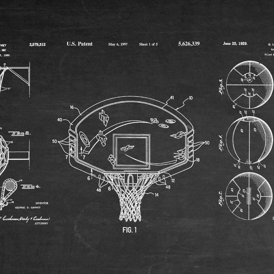 Basketball Blueprint I Wall art by Tina Carlson | Elephant Stock