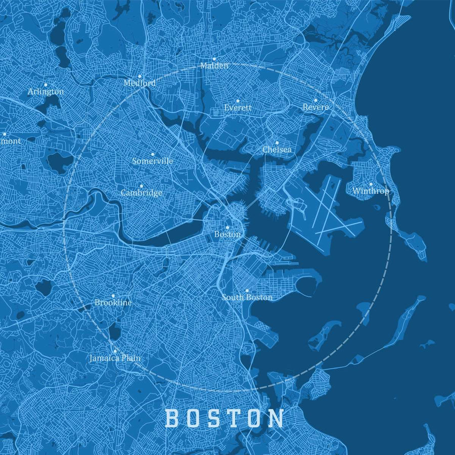 Minimalist Boston City Map Wall art | Elephant Stock