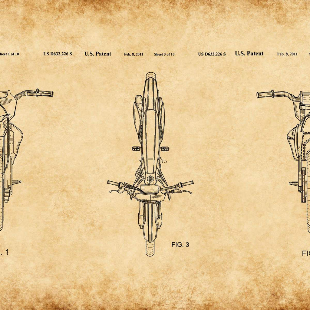 Motorcycle Blueprints Wall Art | Prints, Framed Prints And Multi Panel Art