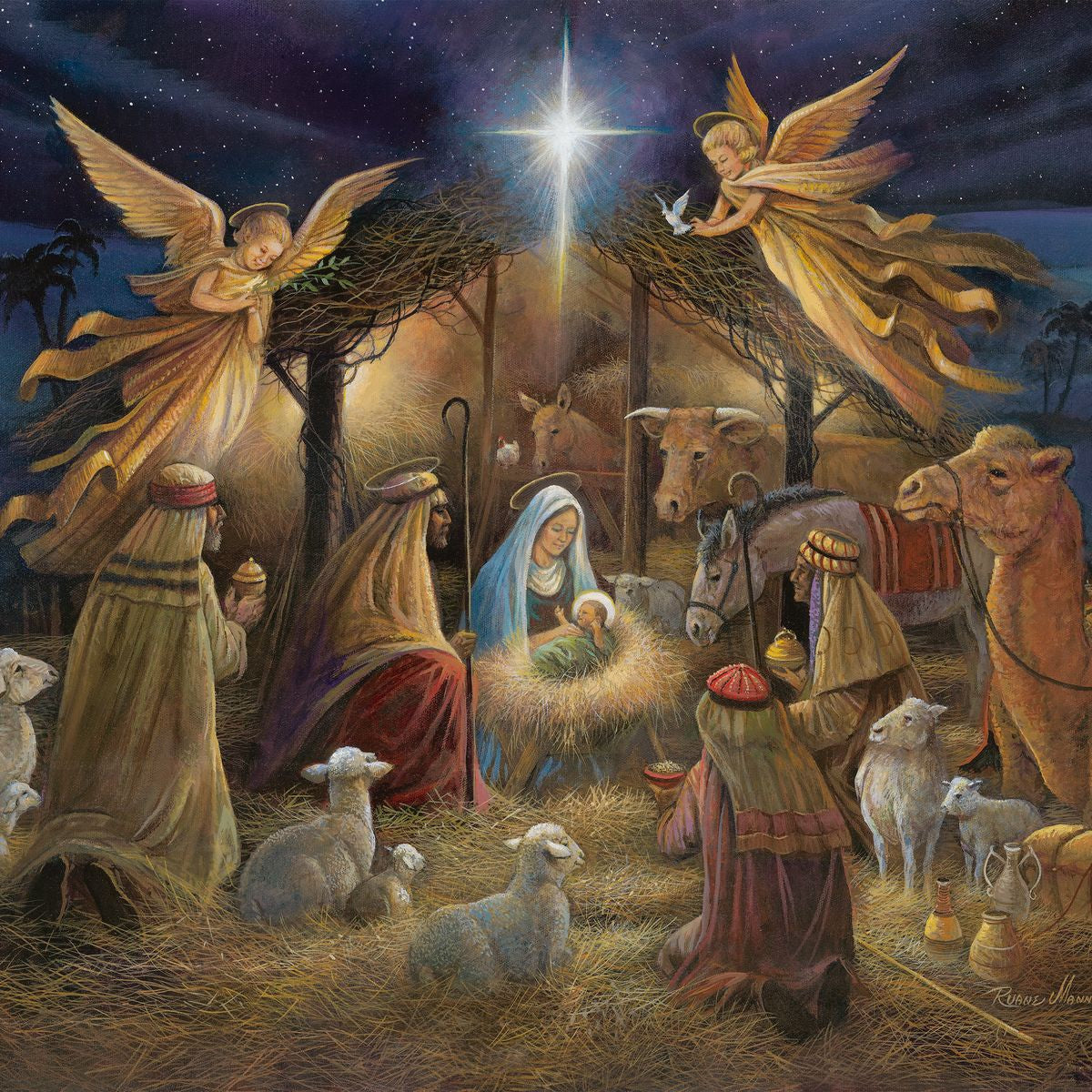 Christmas Manger Scene Painting