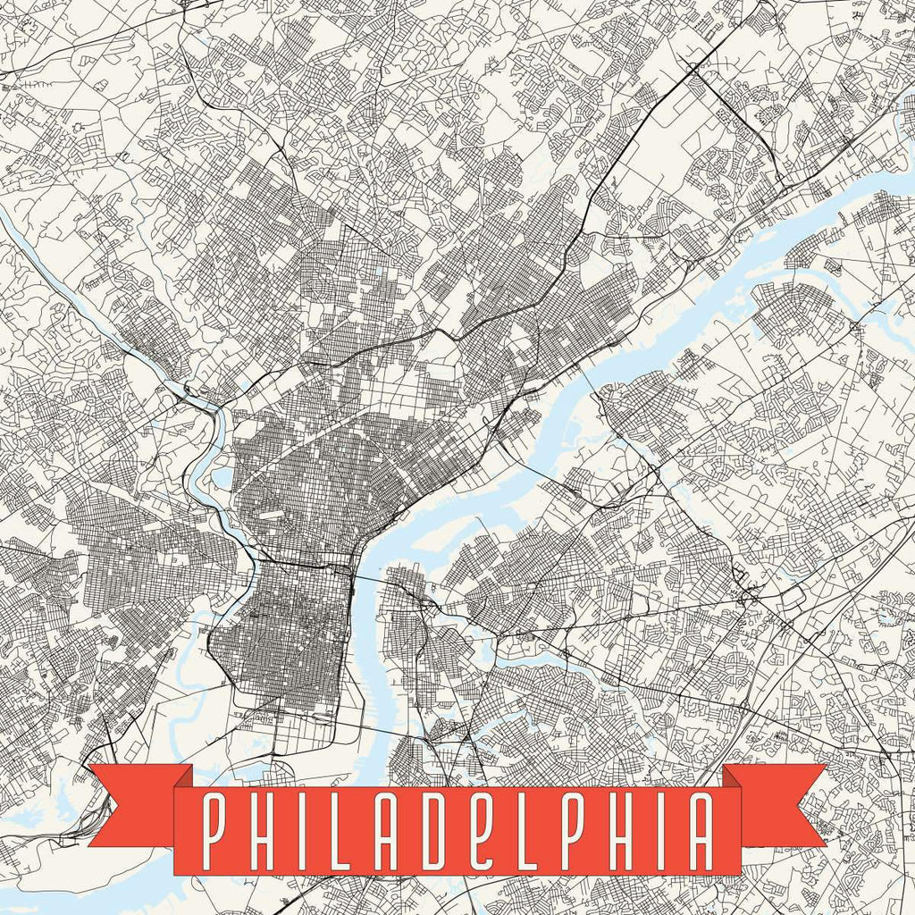 Philadelphia Map Wall Art | Prints, Framed Prints And Multi Panel Art